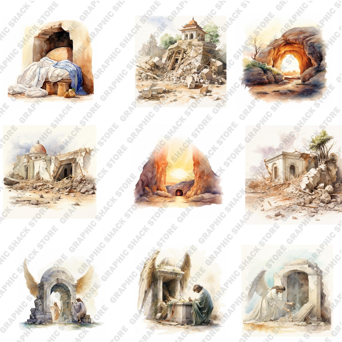 107 PNG Watercolor Jesus Resurrection Clip Art | Christian Religious ...