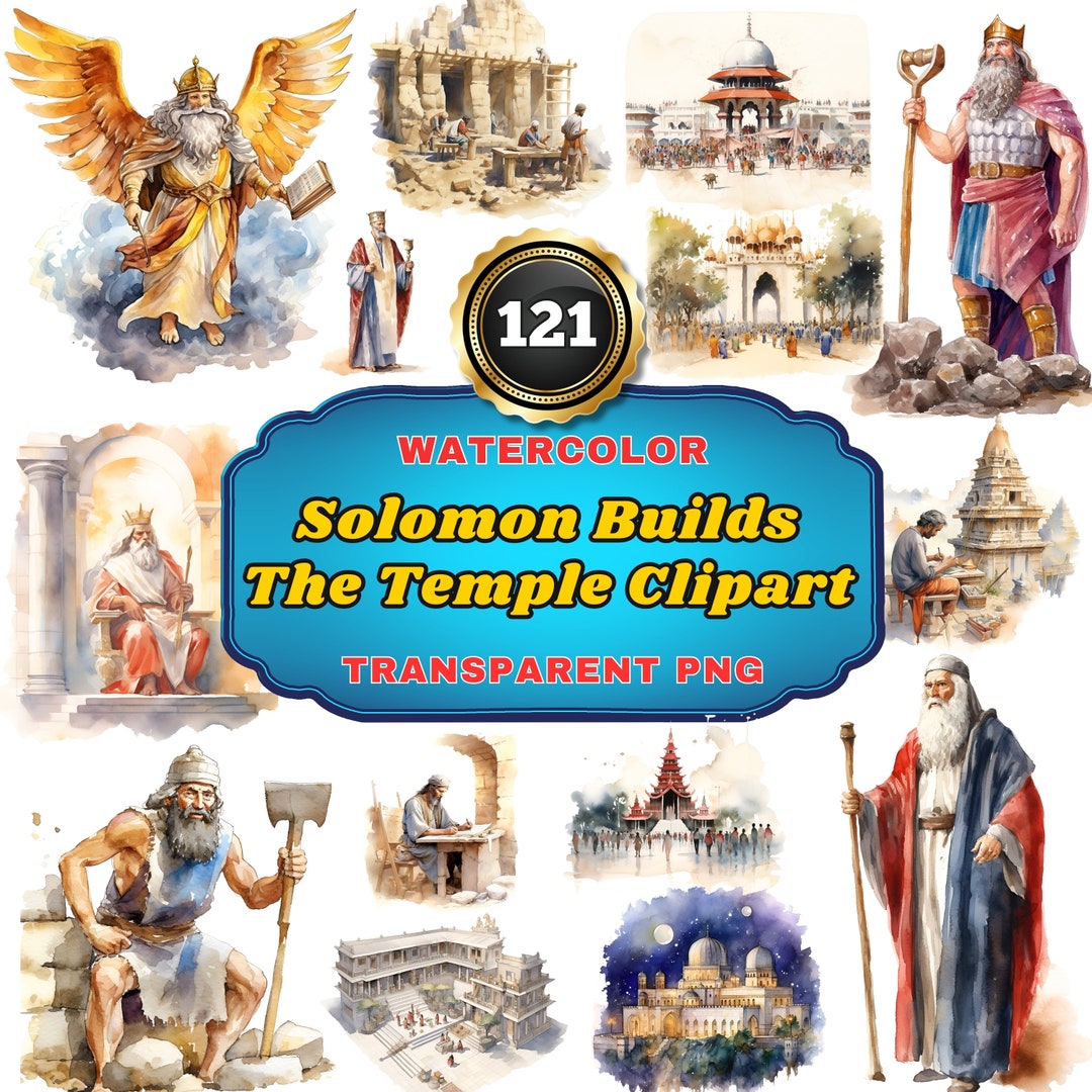 121 Watercolor Solomon Builds the Temple PNG Clipart, Sacred ...