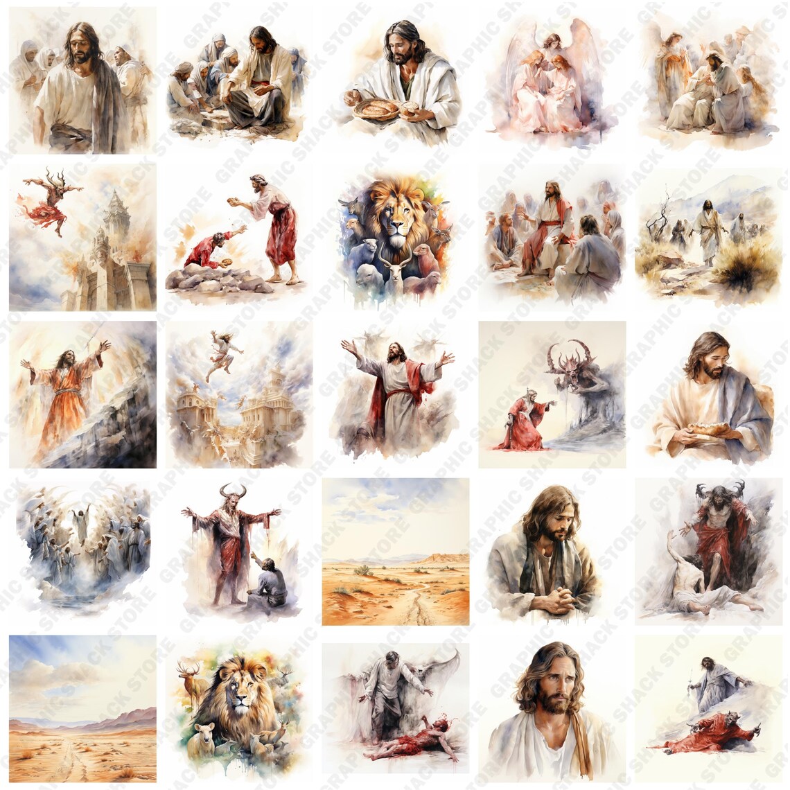 61 PNG Watercolor the Temptation of Jesus Clipart | Christian Religious ...