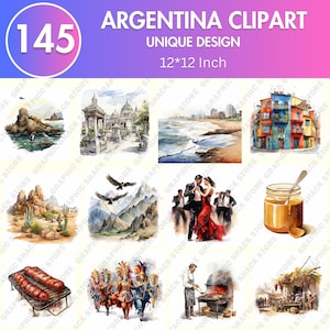 145 Watercolor Argentina PNG Clipart Bundle, Argentina Summer Travel ...