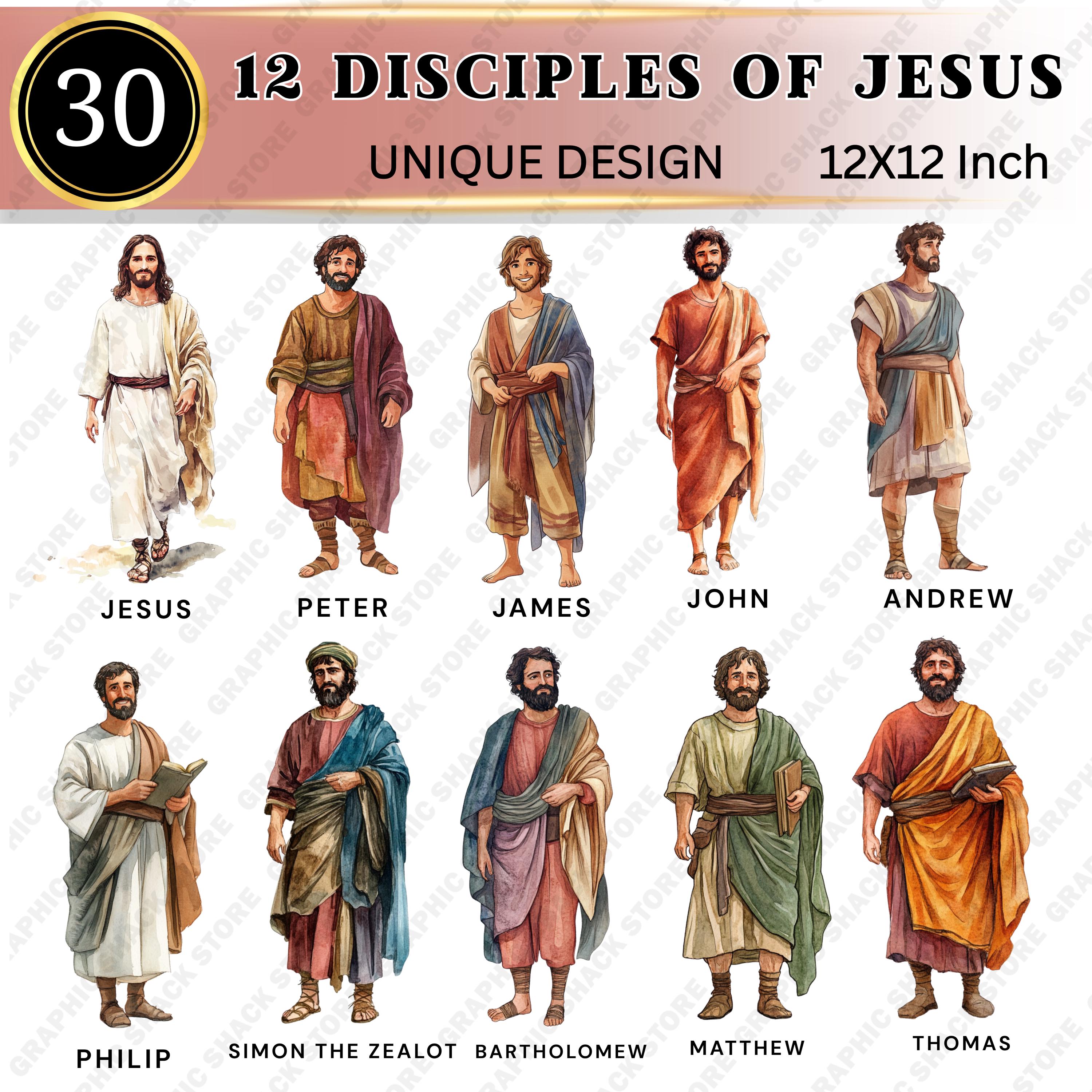 30x Twelve Disciples of Jesus PNG Bundle, Watercolor Bible Characters ...