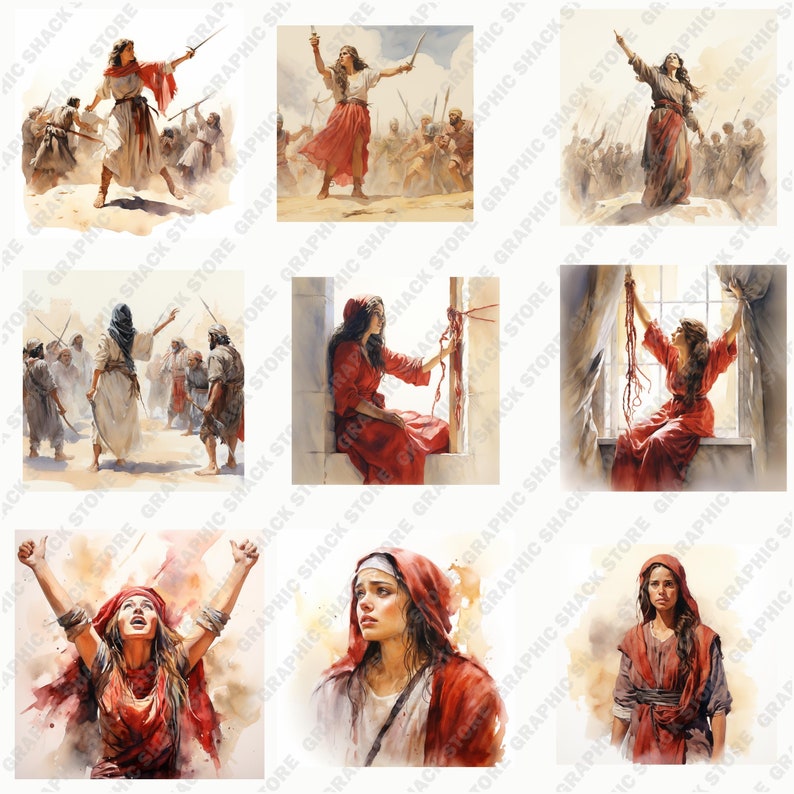 68 Watercolor the Story of Rahab PNG Clip Art Christian Religious Bible ...
