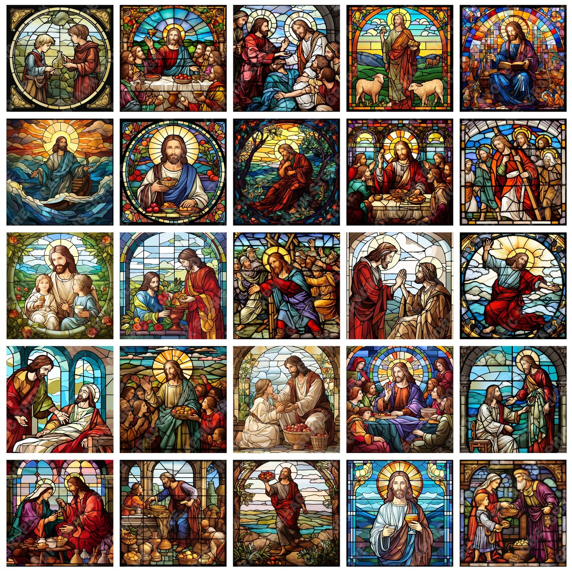 2120x Jesus Stained Glass Mega Bundle PNG Designs for Sublimation ...