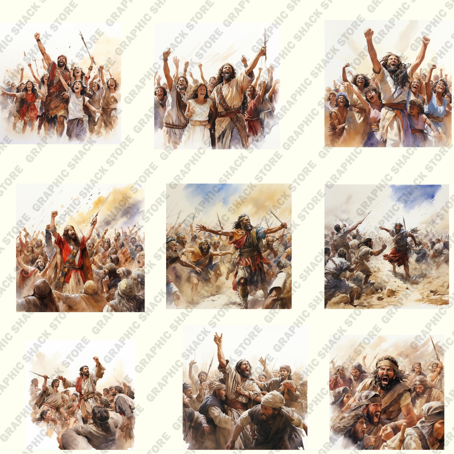79 Watercolor Jonathan and His Armor Bearer Clip Art | Christian ...