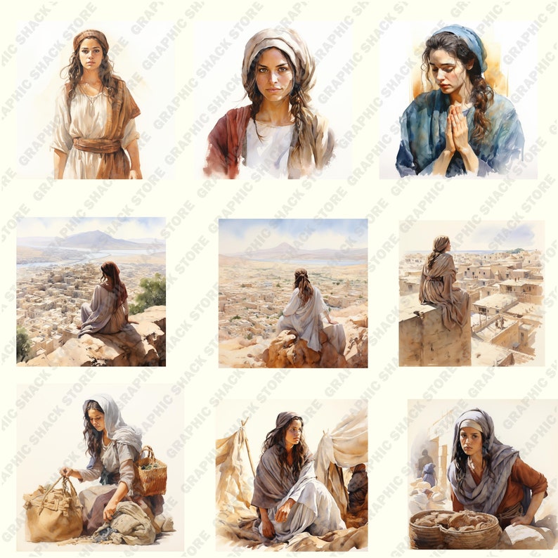 68 Watercolor the Story of Rahab PNG Clip Art Christian Religious Bible ...