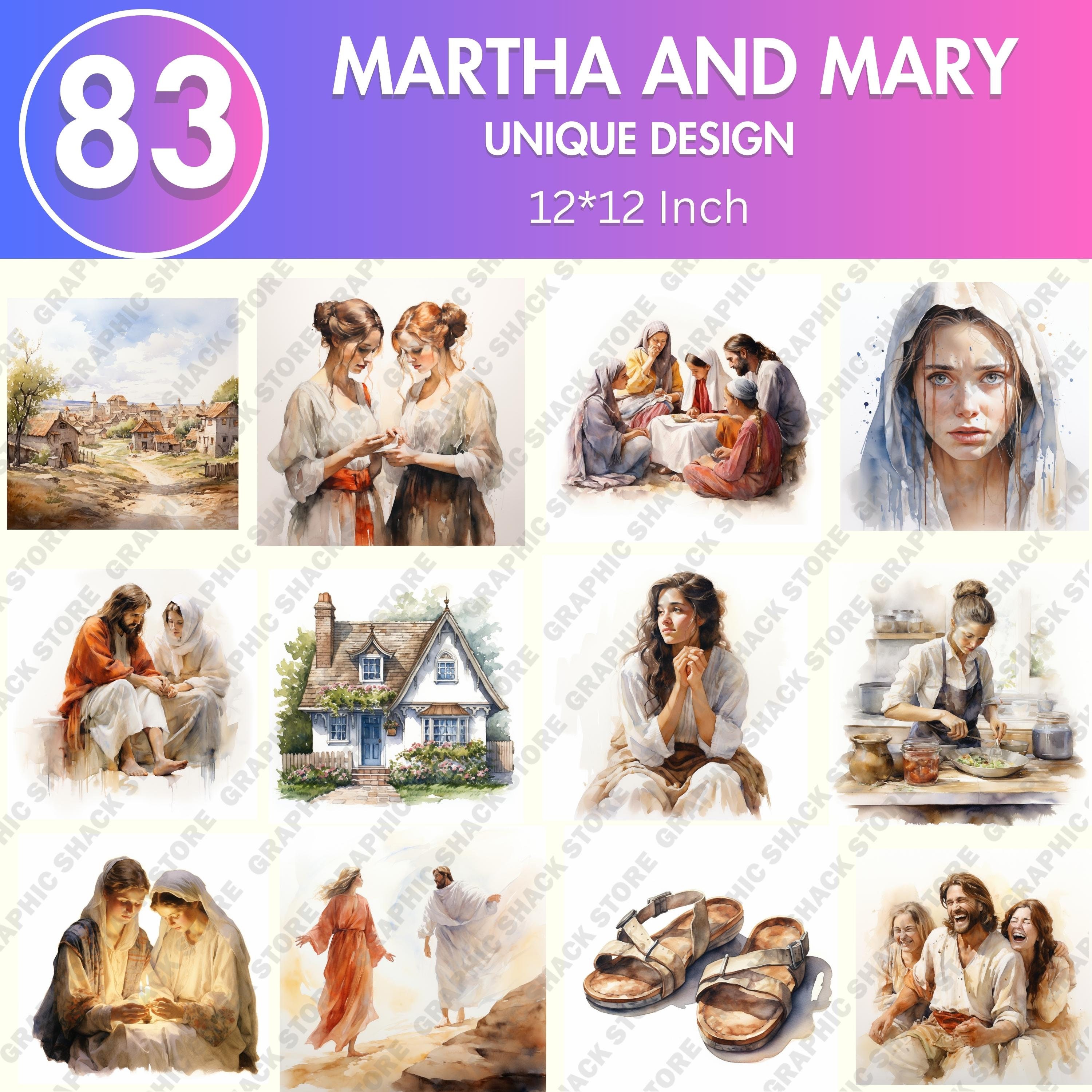 83 Watercolor Martha and Mary Clipart Christian Religious Bible Based ...