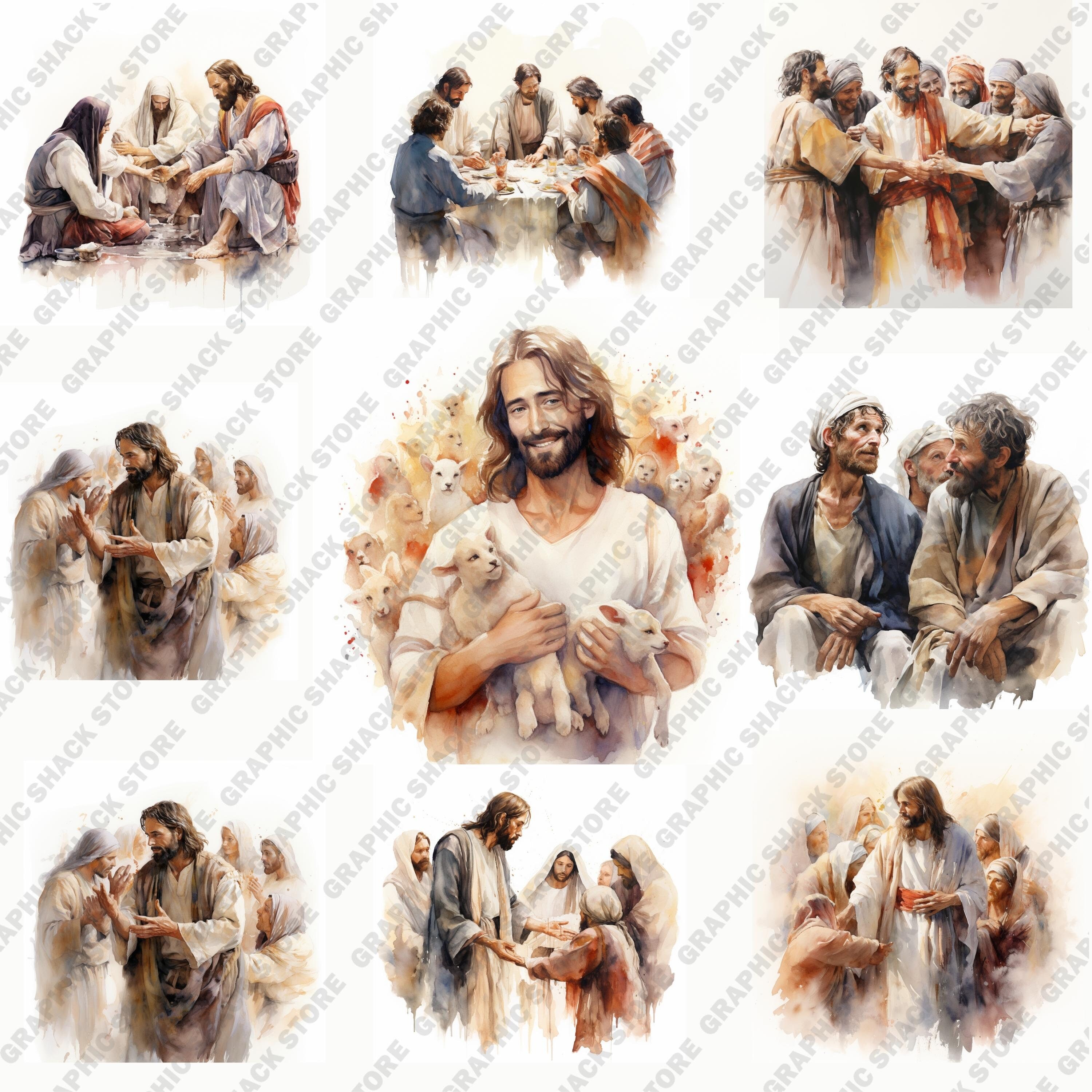 82 Watercolor the Last Supper Clipart Christian Religious Bible Based ...