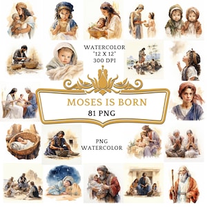 81 Watercolor Moses is Born Clip Art | Christian Religious Bible Based ...