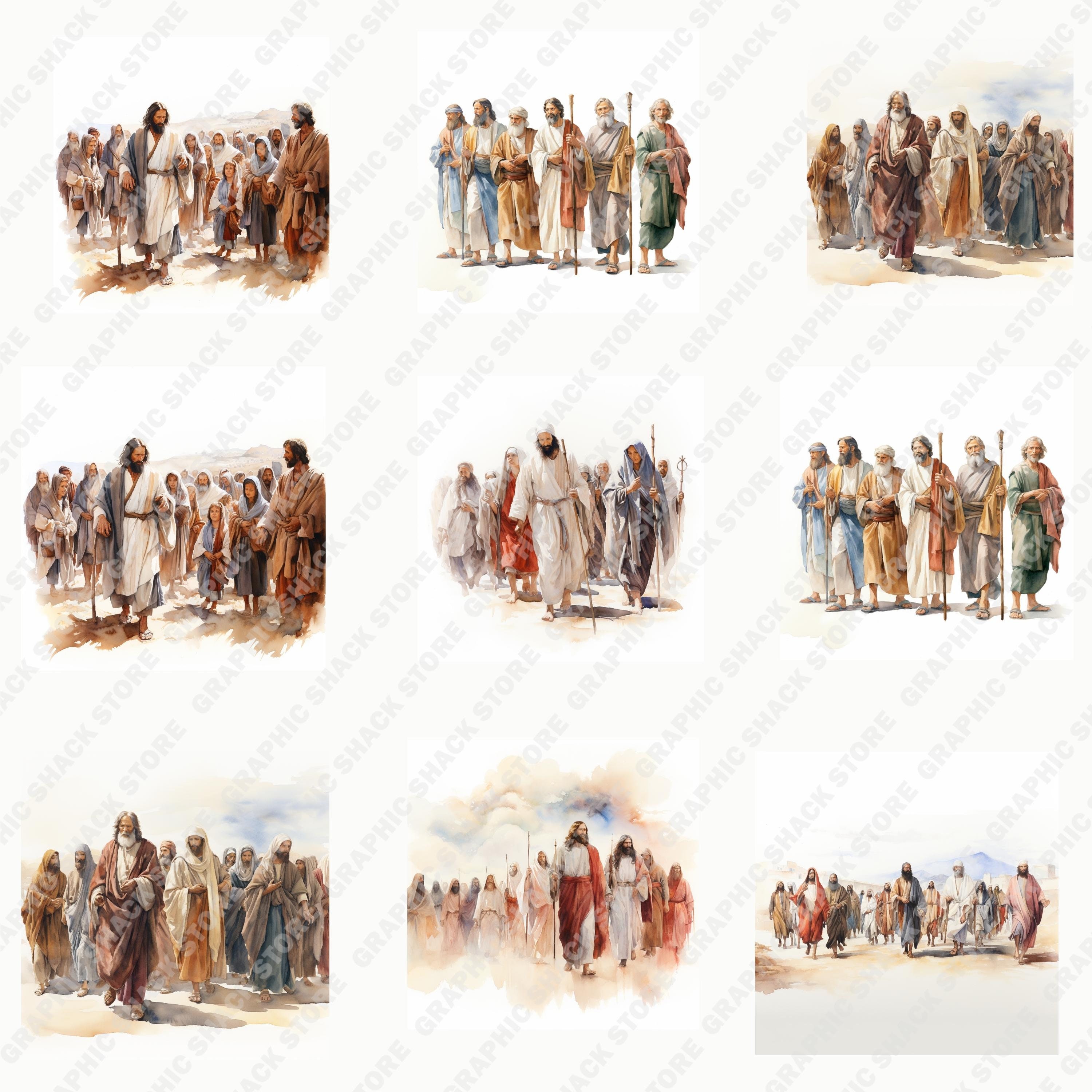 68 Water Color Jesus and 12 Disciples Clip Art christian Religious ...