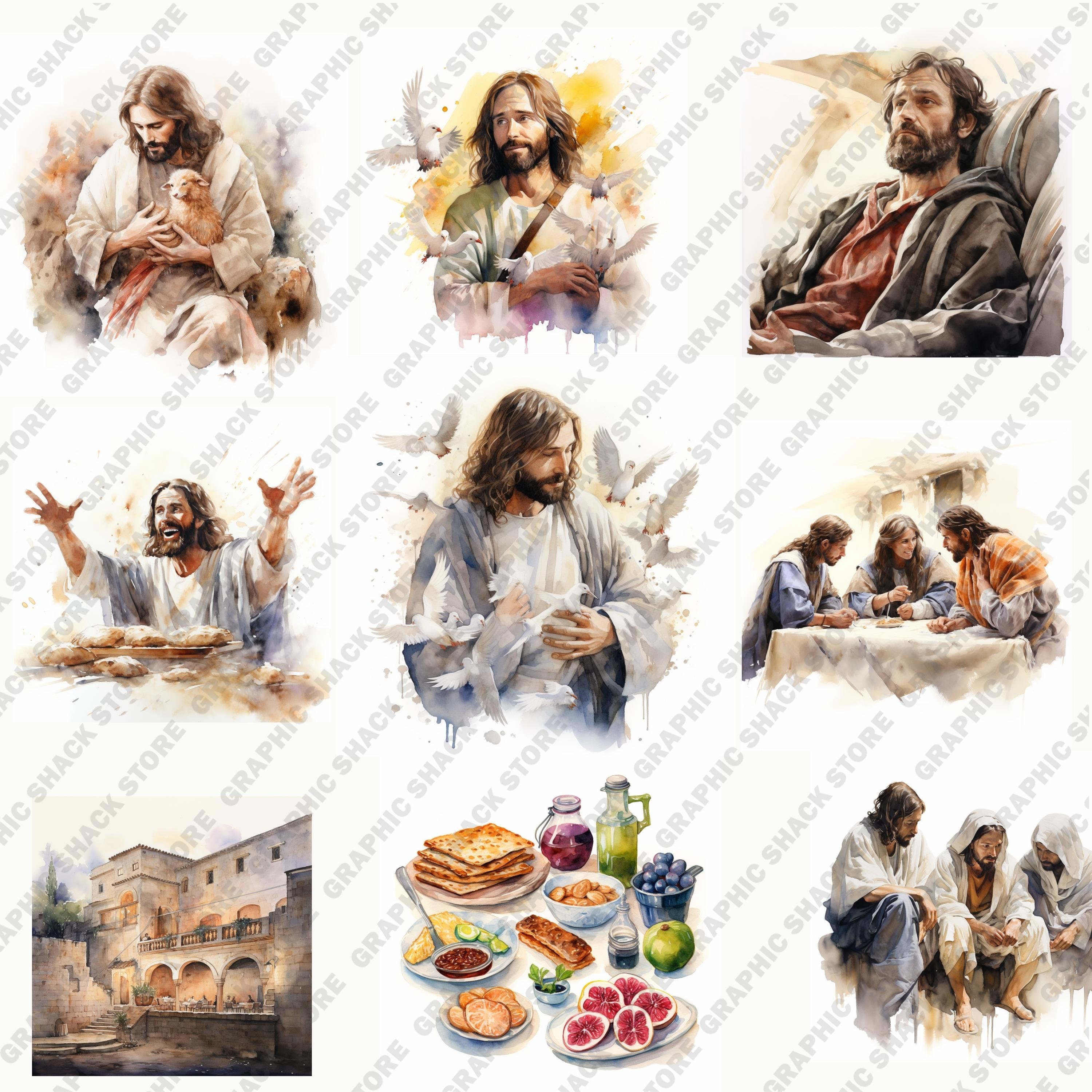 82 Watercolor the Last Supper Clipart | Christian Religious Bible Based ...