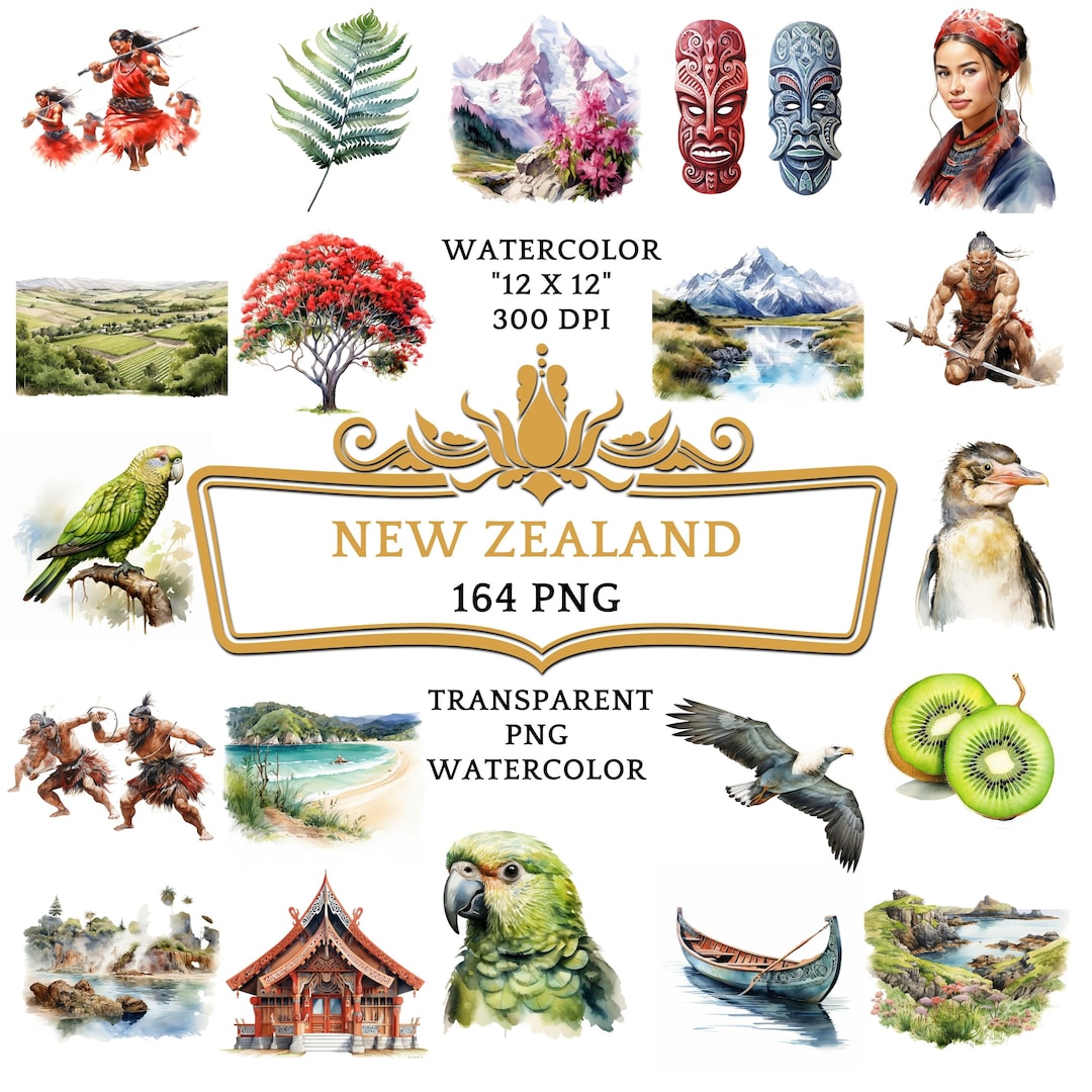 Watercolor New Zealand Clipart Bundle 164 New Zealand Summer - Etsy