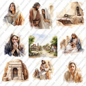 99 Watercolor Jesus Brought Lazarus Back to Life Clipart, Christian ...