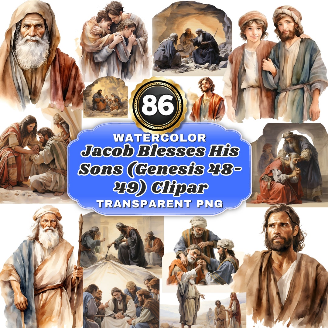 86 Watercolor Jacob Blesses His Sons (genesis 48-49) PNG Clipart ...