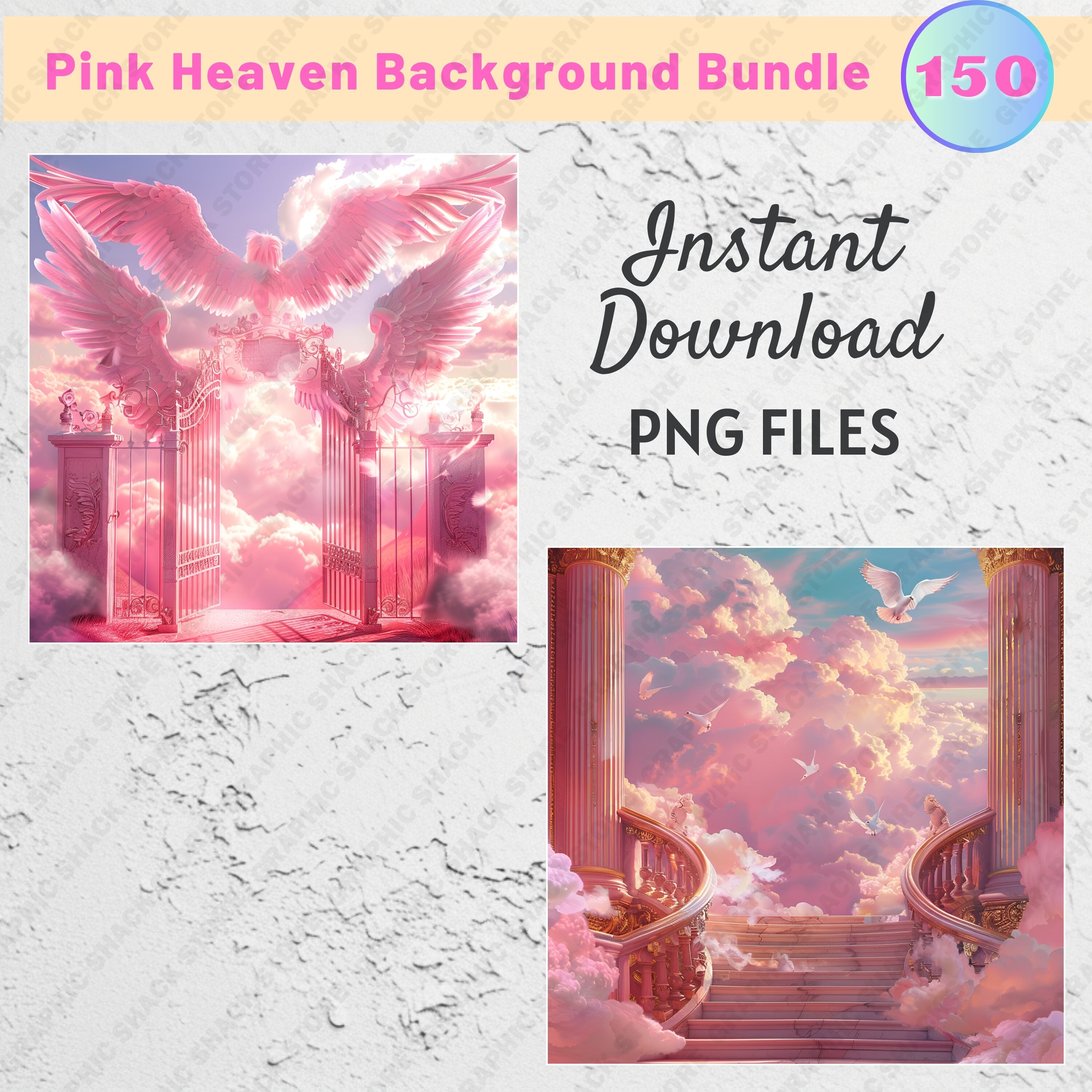 150x Pink Heaven Memorial Background PNG Bundle, in Loving Memory PNG ...