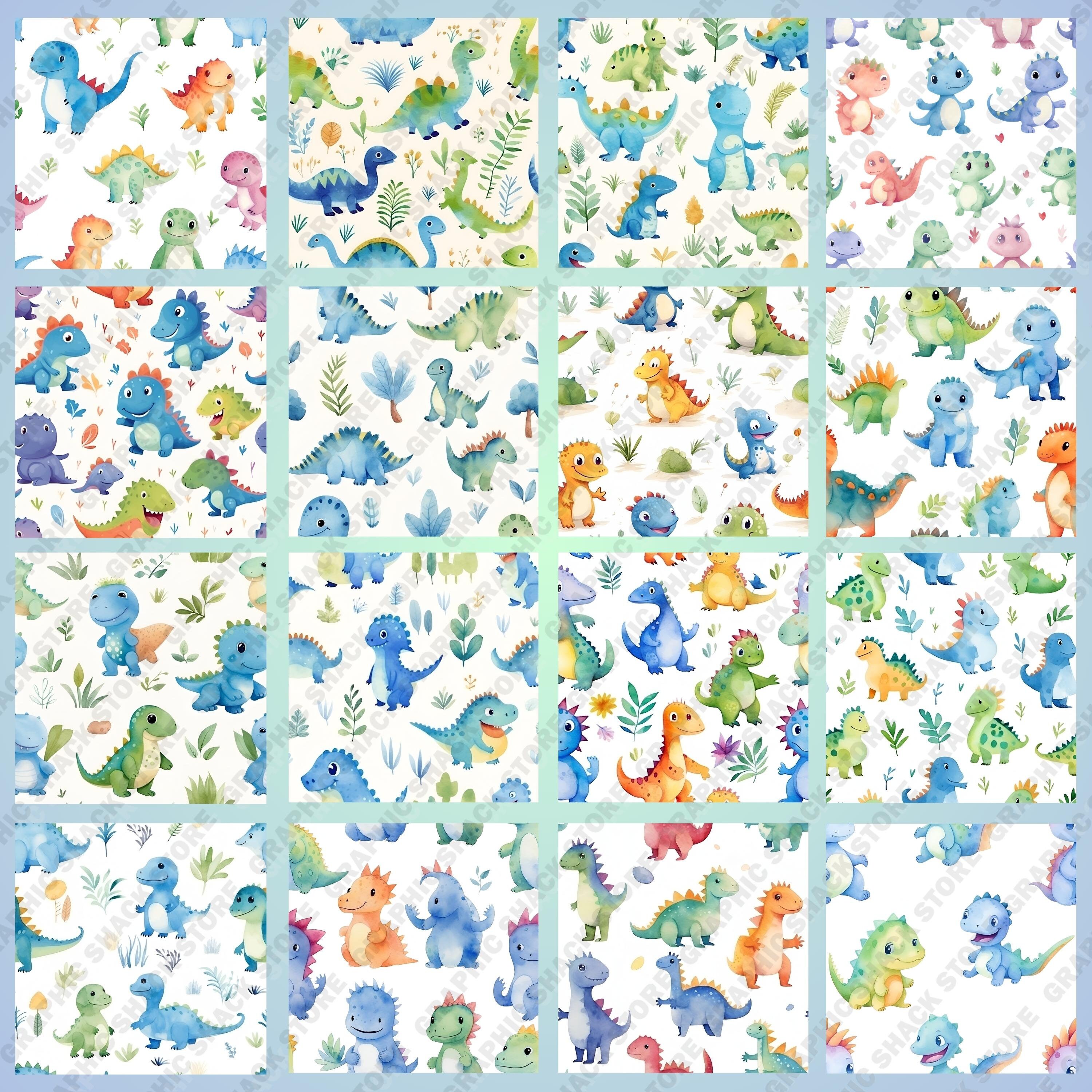 Adorable Baby Dino Patterns: 100 Seamless Dinosaur-themed Digital ...