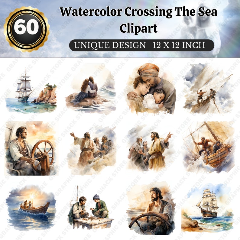 60 Watercolor Crossing the Sea PNG Clipart, Voyage of Faith:- Crossing ...