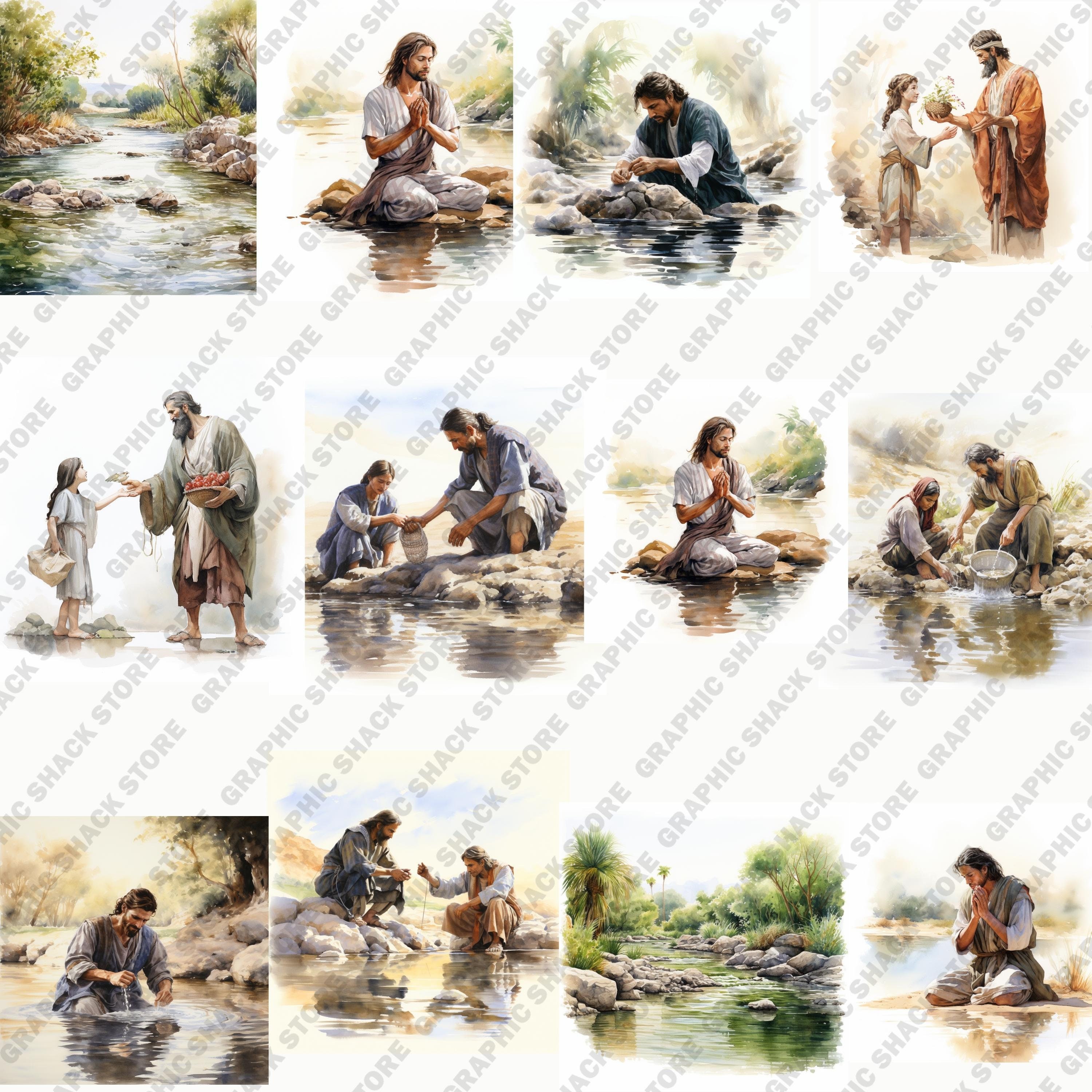 85 PNG Watercolor Elisha and Naaman Clip Art Christian Religious Bible ...