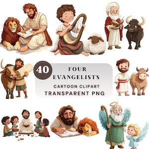 40x Four Evangelists Clipart PNG Bundle, Matthew Mark Luke John ...