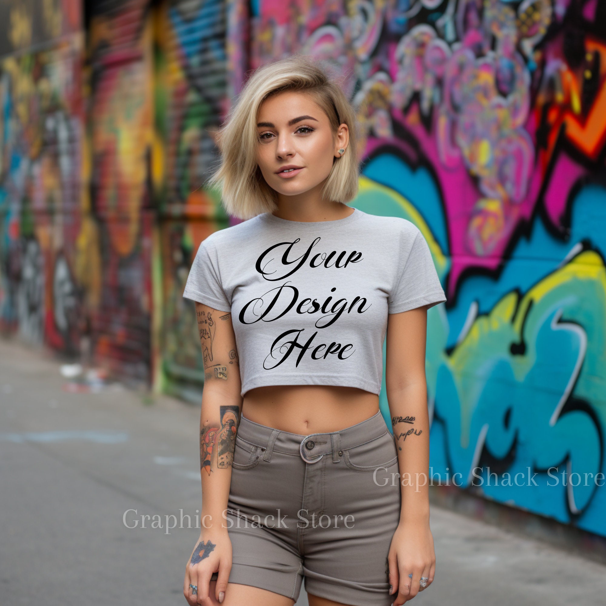 4 Dark Grey Champion Cropped Top Mock Up, Summer Tee-shirt, Champion ...