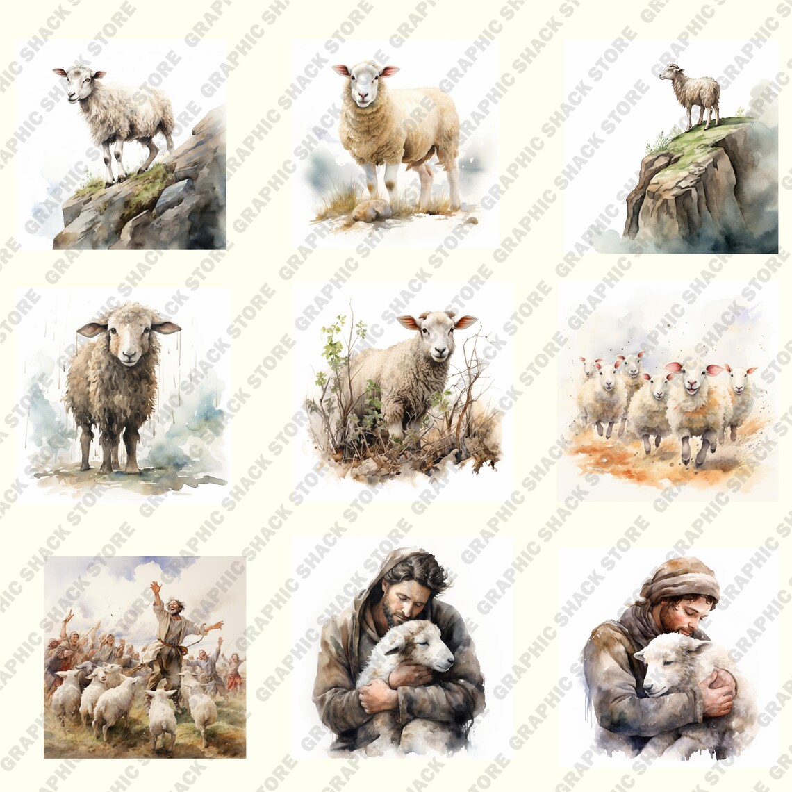 55 PNG Watercolor the Lost Sheep Clip Art, Christian Religious Bible ...