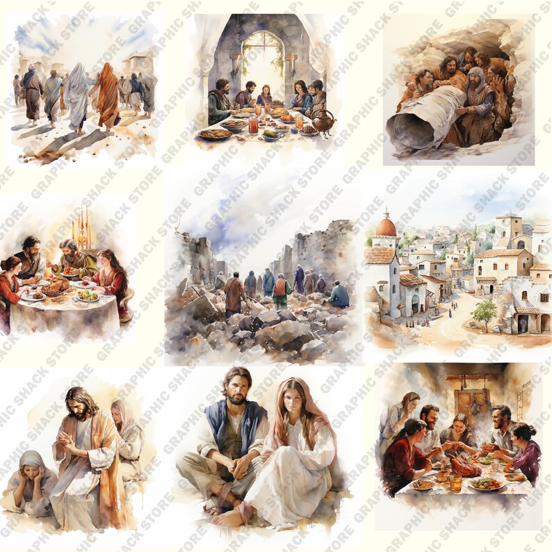 99 Watercolor Jesus Brought Lazarus Back to Life Clipart, Christian ...