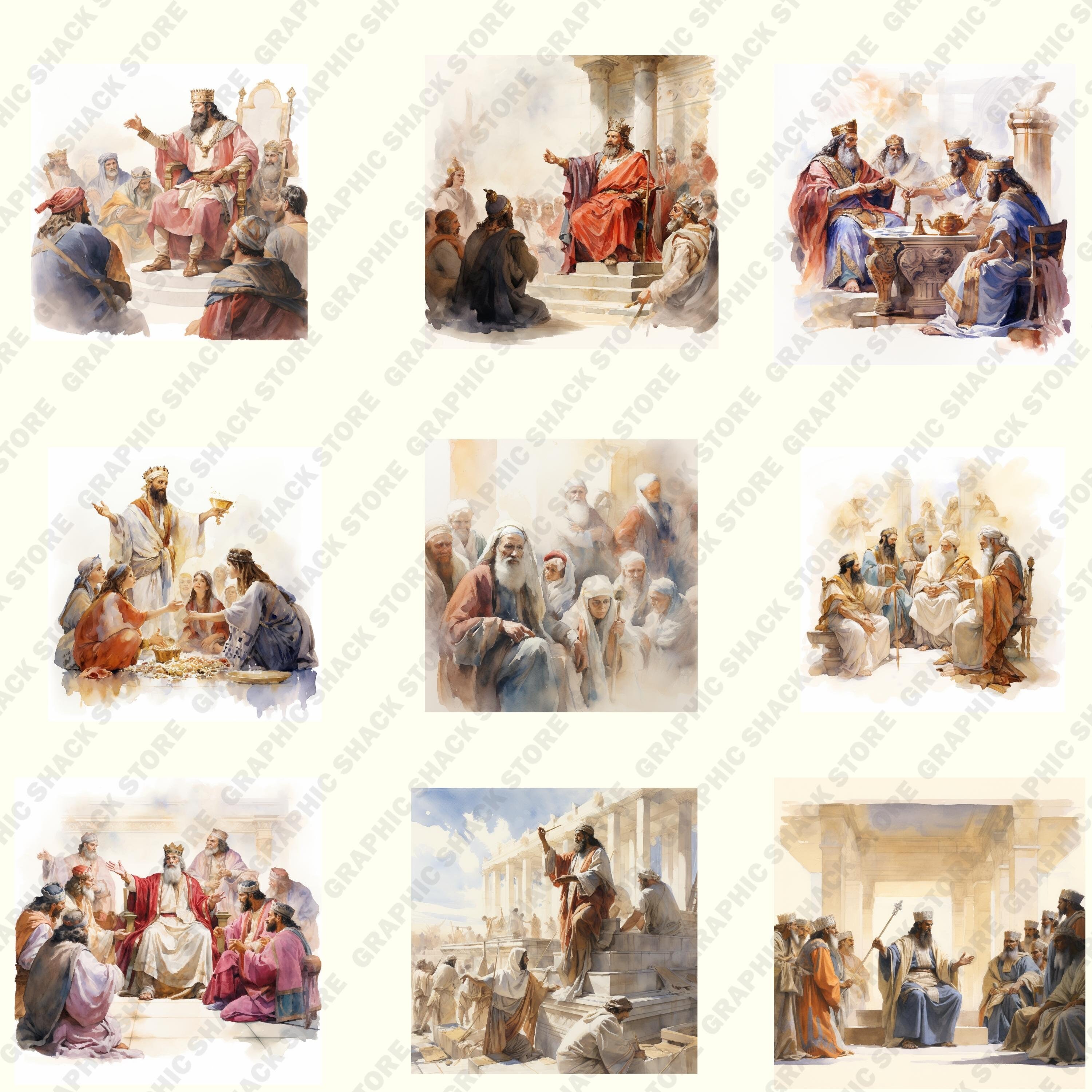 91 Watercolor Wisdom of Solomon Clip Art Christian Religious Bible ...