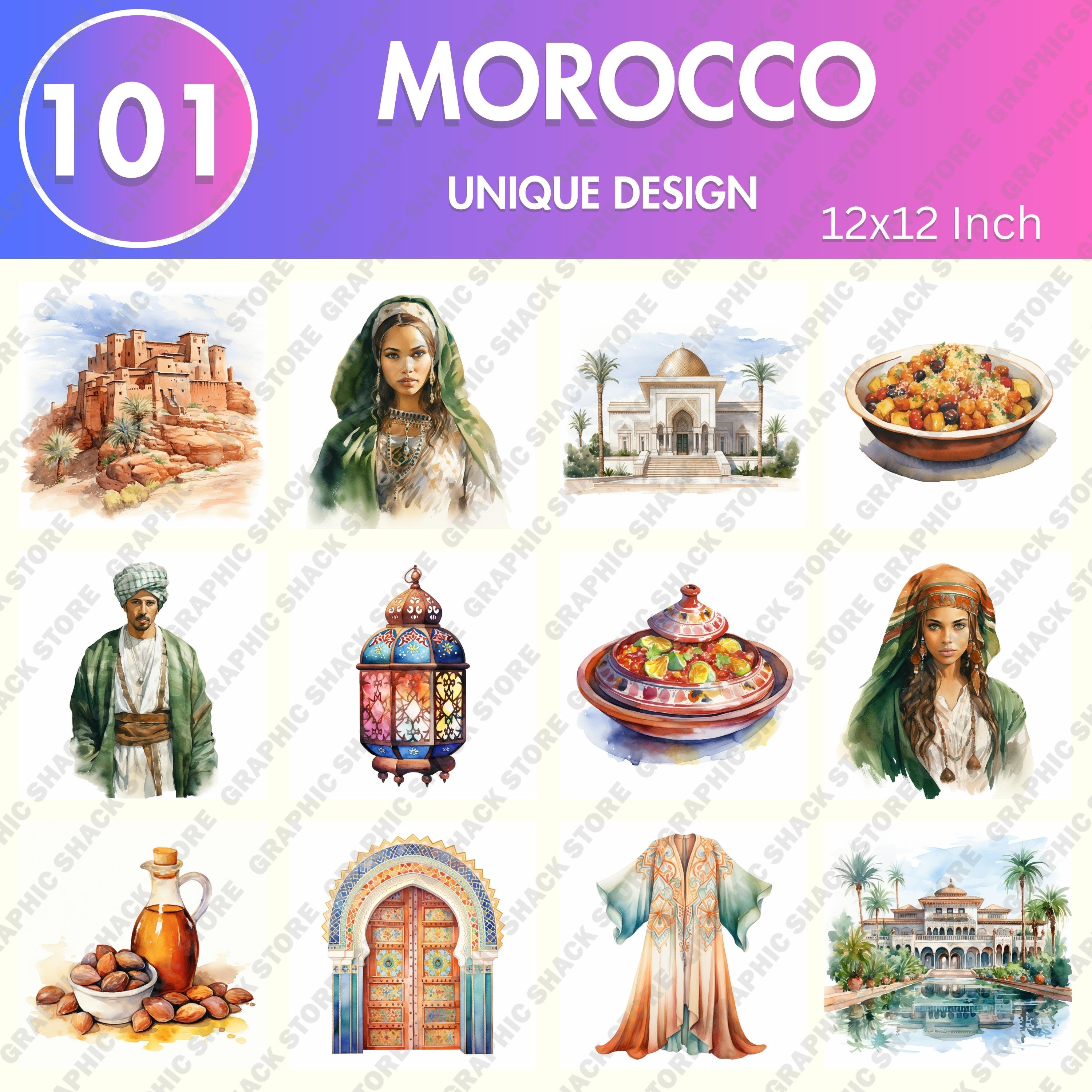 101 Watercolor Morocco PNG Clipart Bundle, Morocco Summer Travel ...