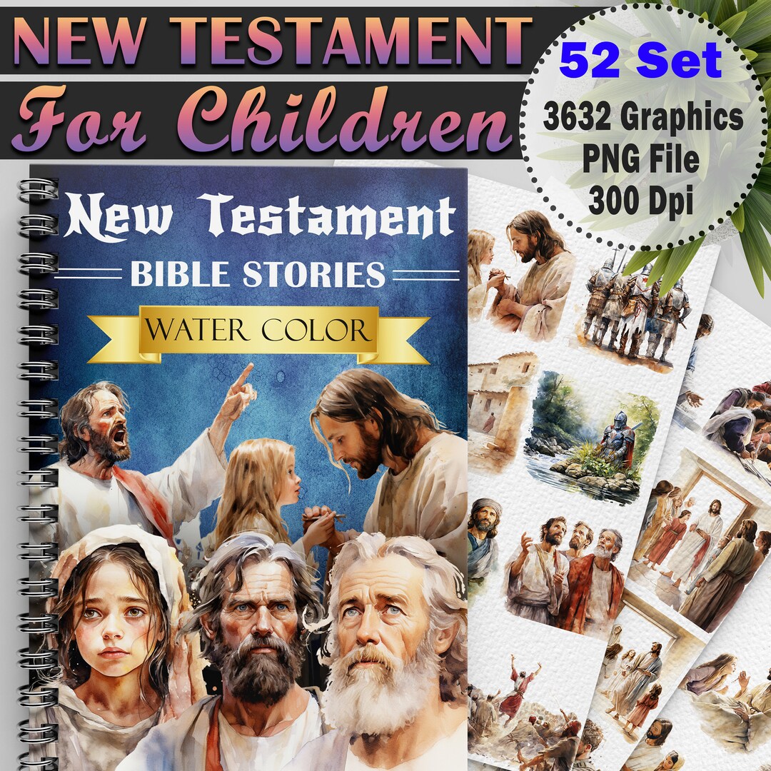 52 Bible Stories New Testament Bundle | Watercolor Christian Story for ...