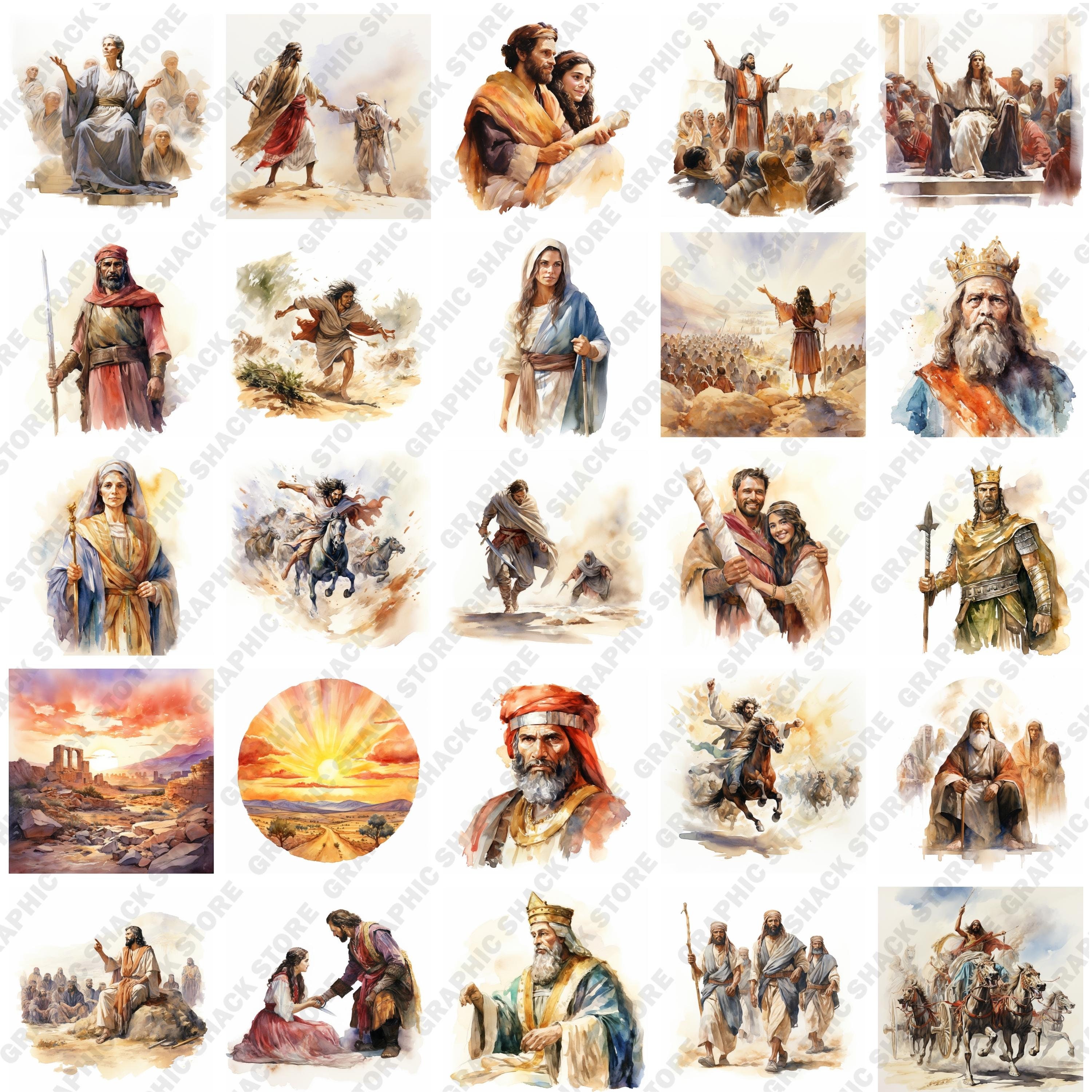 122 Watercolor Cliparts of the Story of Deborah - Judges 4-5 ...