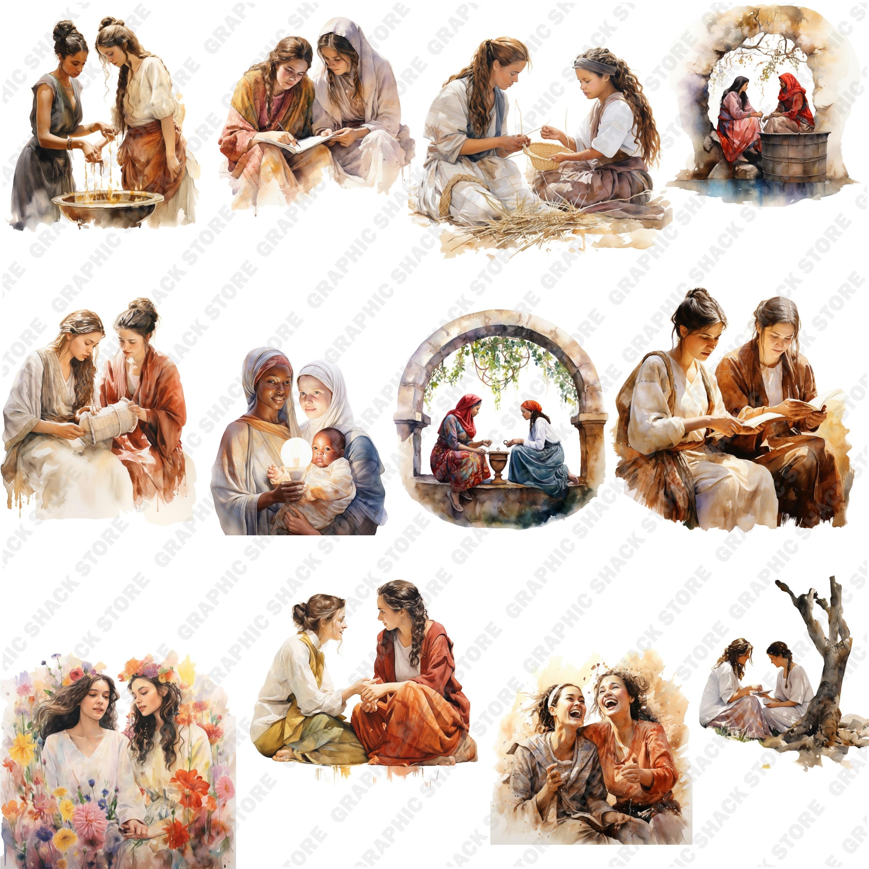 50 Watercolor Ruth and Naomi Clip Art | Christian Religious Bible Based ...