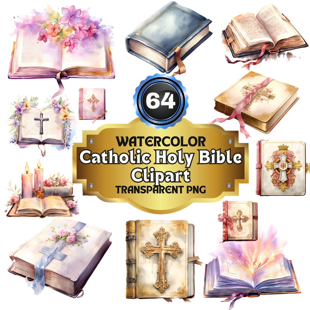 64 Watercolor Catholic Holy Bible Cliparts, Sacred Scriptures ...