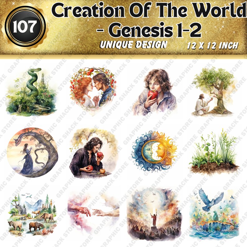 107 Watercolor Cliparts of the Creation of the World - Genesis 1-2 ...