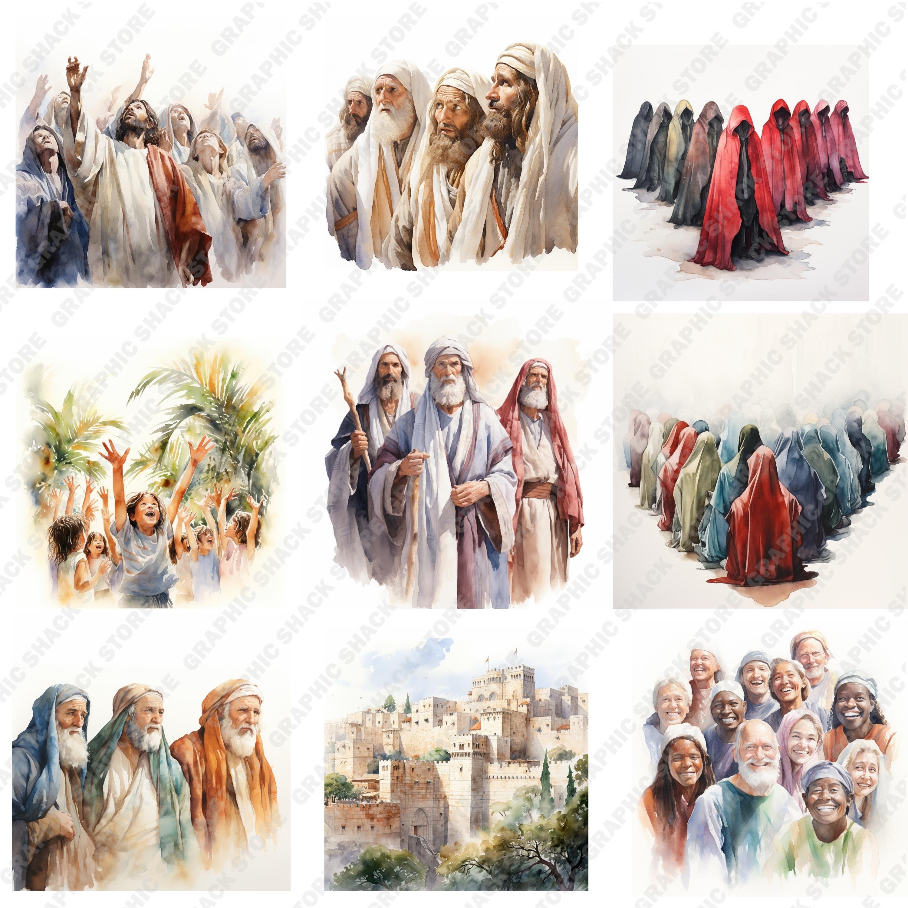 66 Watercolor the Triumphal Entry of Jesus Clipart Christian Religious ...