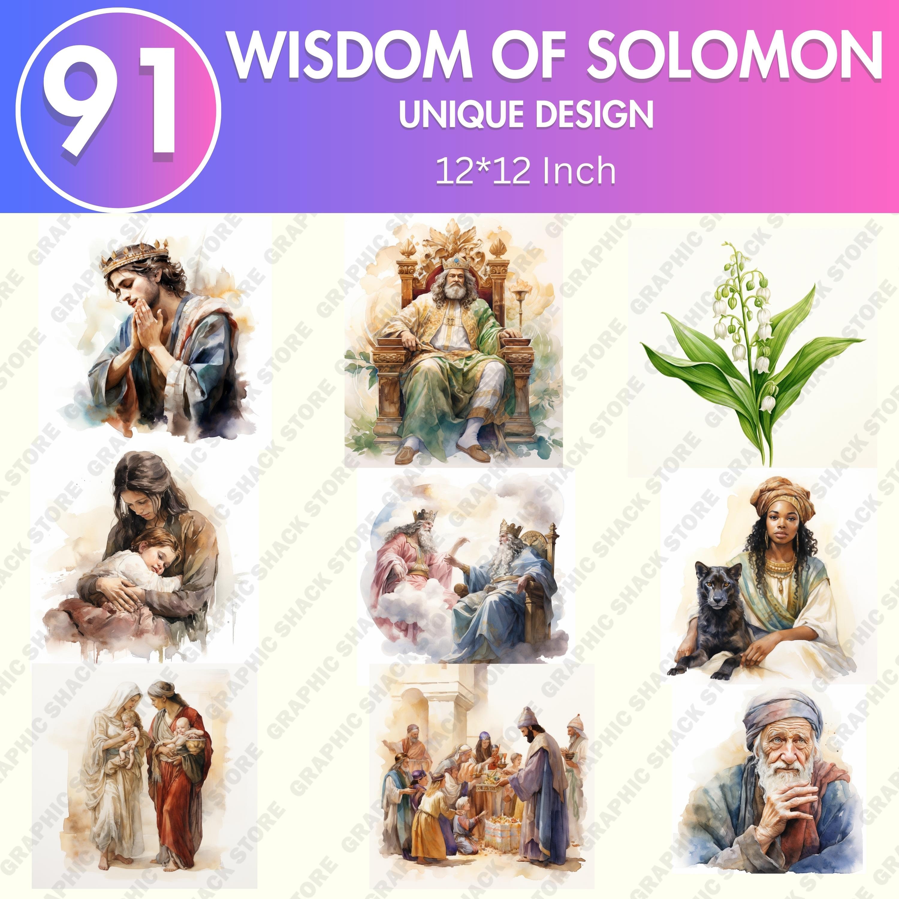 91 Watercolor Wisdom of Solomon Clip Art Christian Religious Bible ...