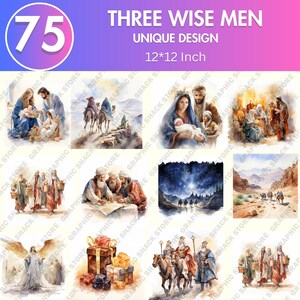 75 Watercolor Three Wise Men Clipart | Christian Religious Bible Based ...
