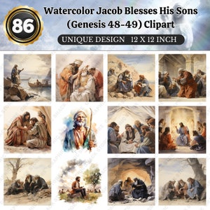 86 Watercolor Jacob Blesses His Sons (genesis 48-49) PNG Clipart ...