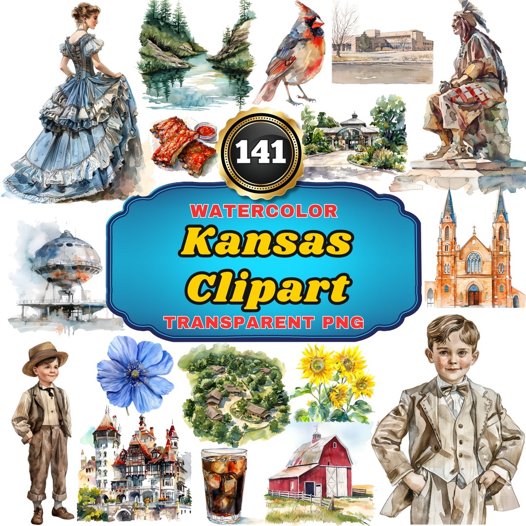 141 Watercolor Kansas PNG Clipart, Heartland Horizons Kansas Scenic ...