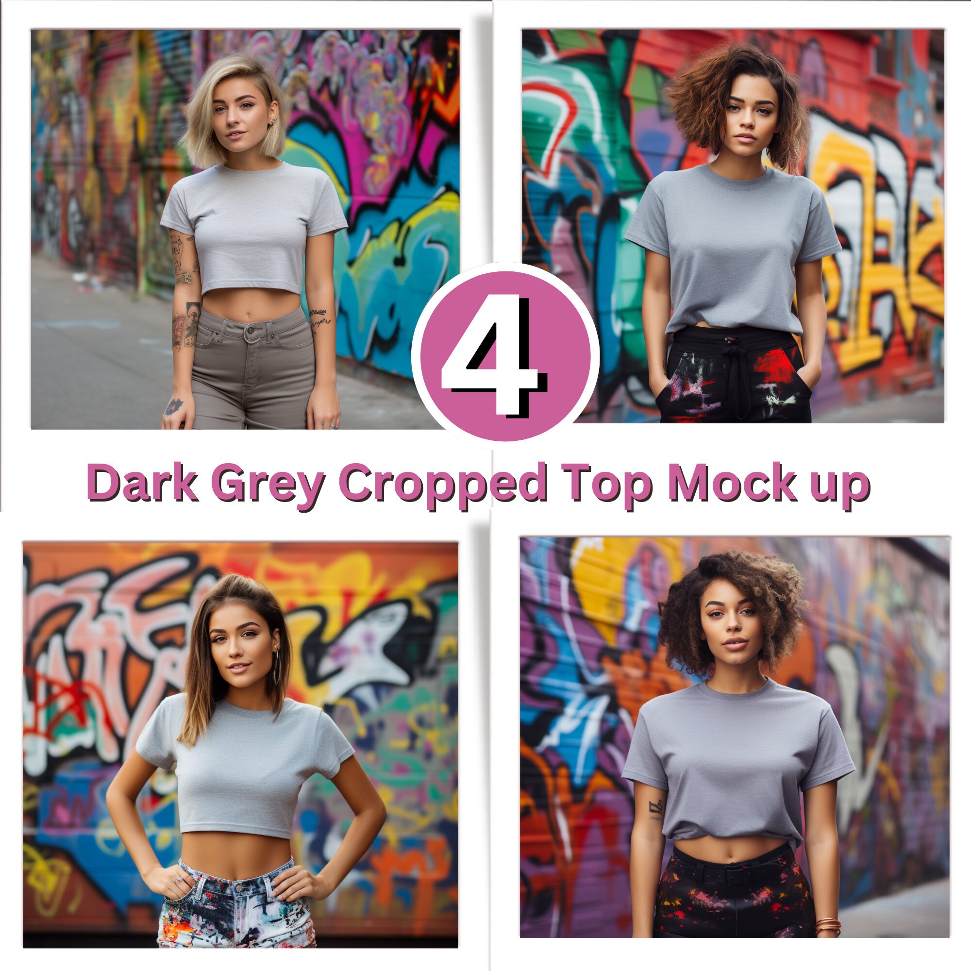 4 Dark Grey Champion Cropped Top Mock Up, Summer Tee-shirt, Champion ...