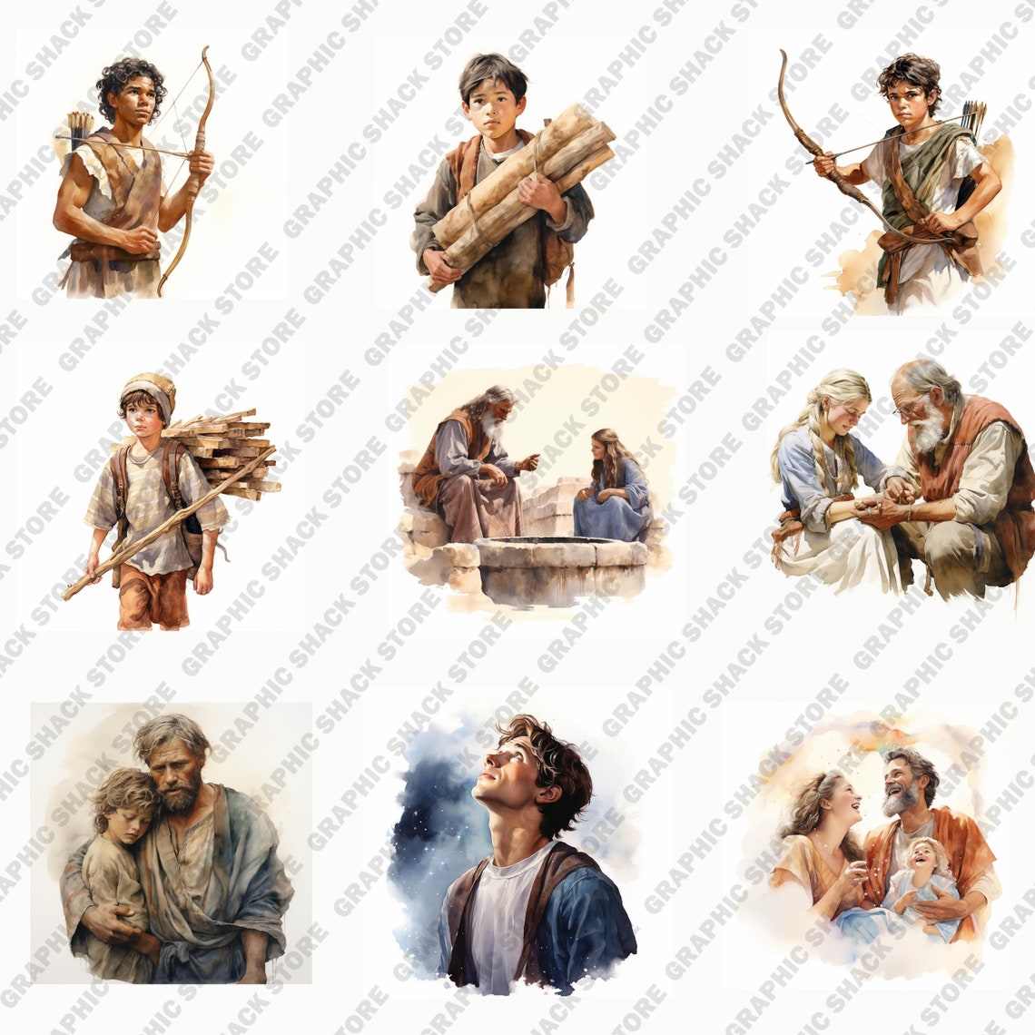 70 PNG Watercolor Abraham Clip Art Christian Religious Bible Based ...