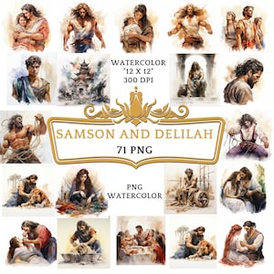 71 Watercolor PNG Samson and Delilah Clip Art | Christian Religious ...