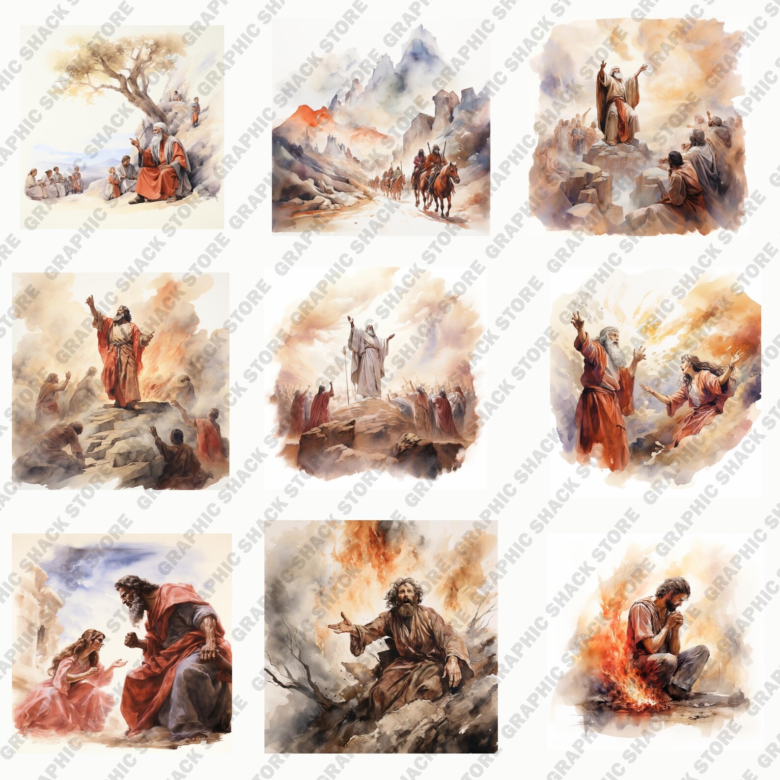 77 PNG Watercolor Elijah Clip Art Christian Religious Bible - Etsy