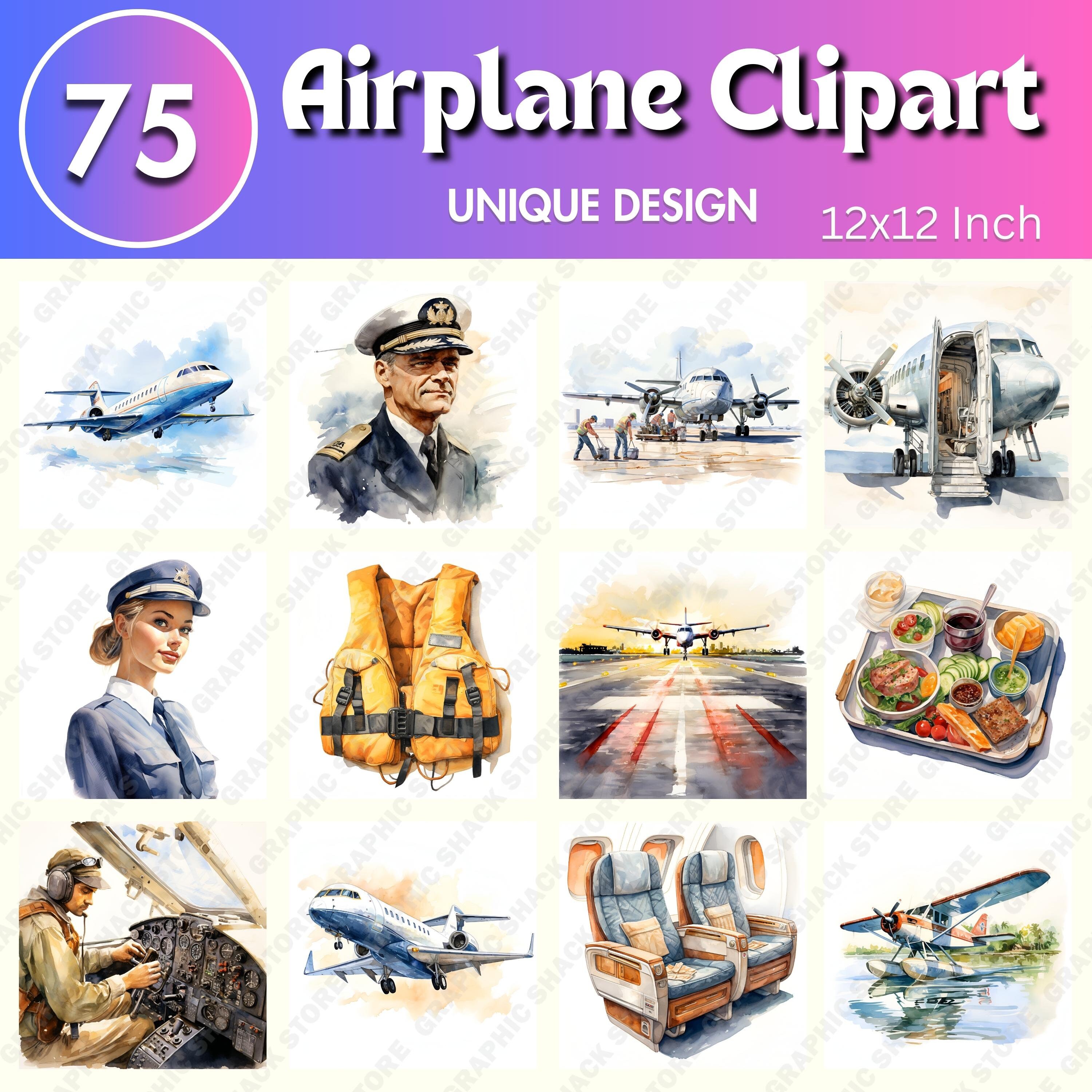 75 Watercolor Airplane Clipart | Watercolor Plane PNG Bundle | Travel ...