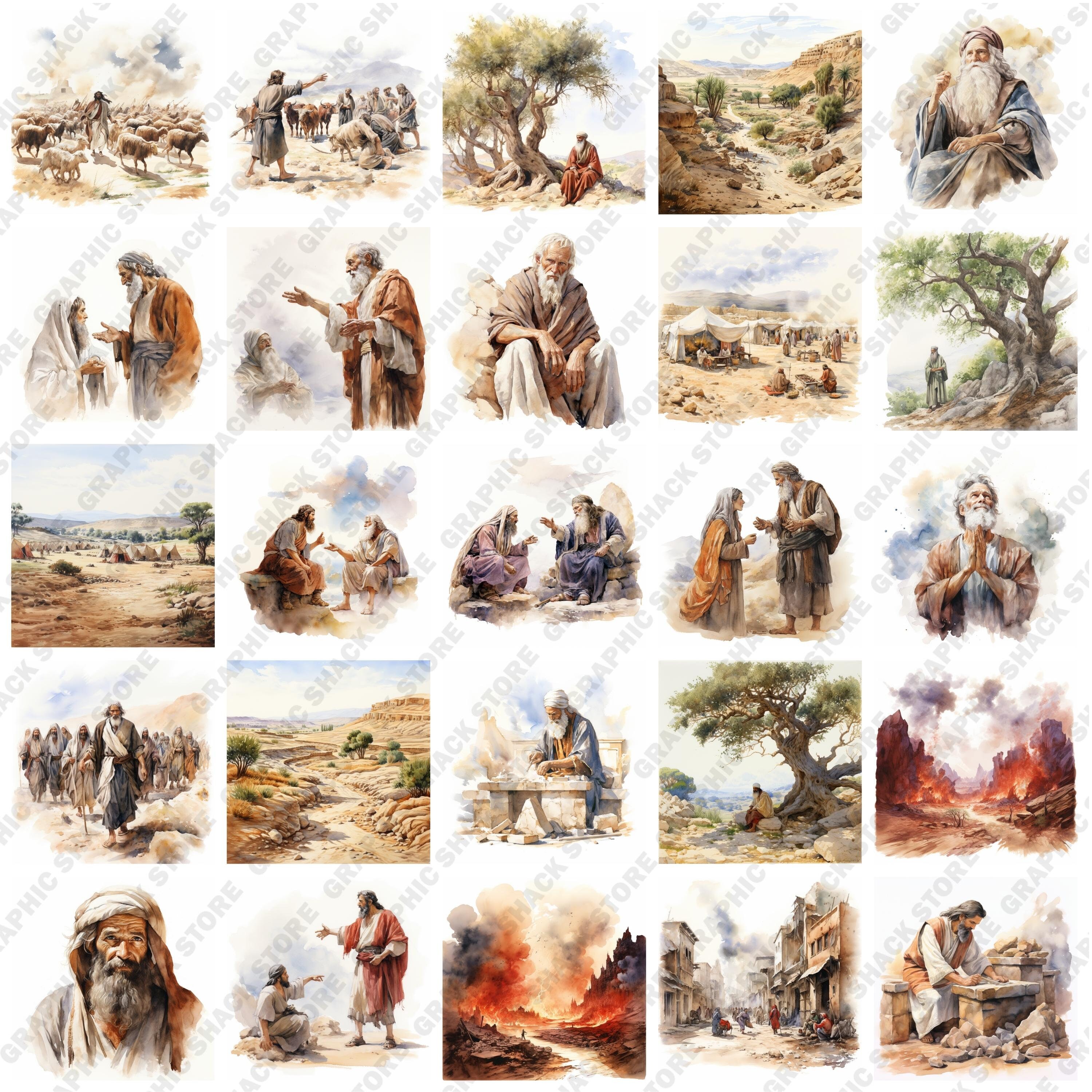 97 Watercolor Cliparts of Abraham and Lot's Separation Clipart- Genesis ...
