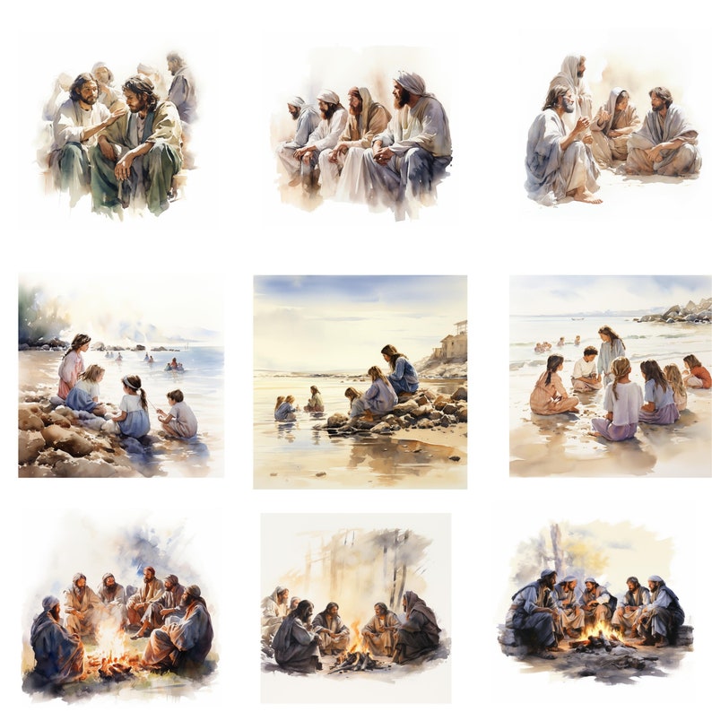 75 PNG Watercolor Jesus Calms the Storm Clipart| Christian Religious ...