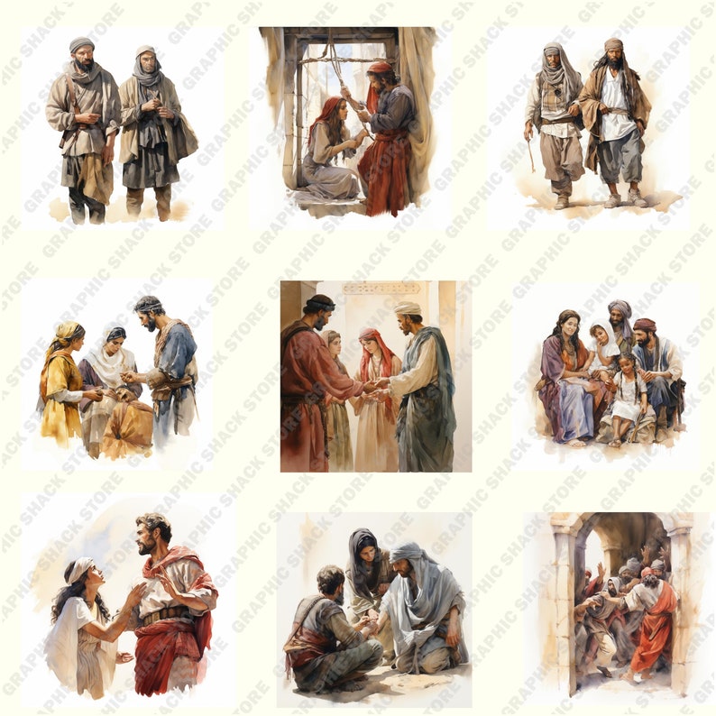 68 Watercolor the Story of Rahab PNG Clip Art Christian Religious Bible ...