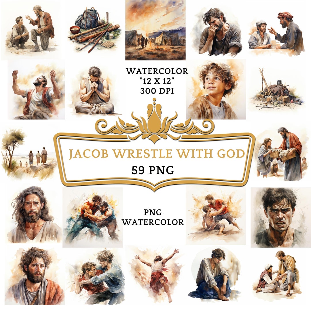 59 PNG Watercolor Jacob Wrestle With God Clip Art | Christian Religious ...