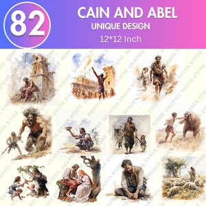 82 Watercolor Cain and Abel Clip Art | Christian Religious Bible Based ...