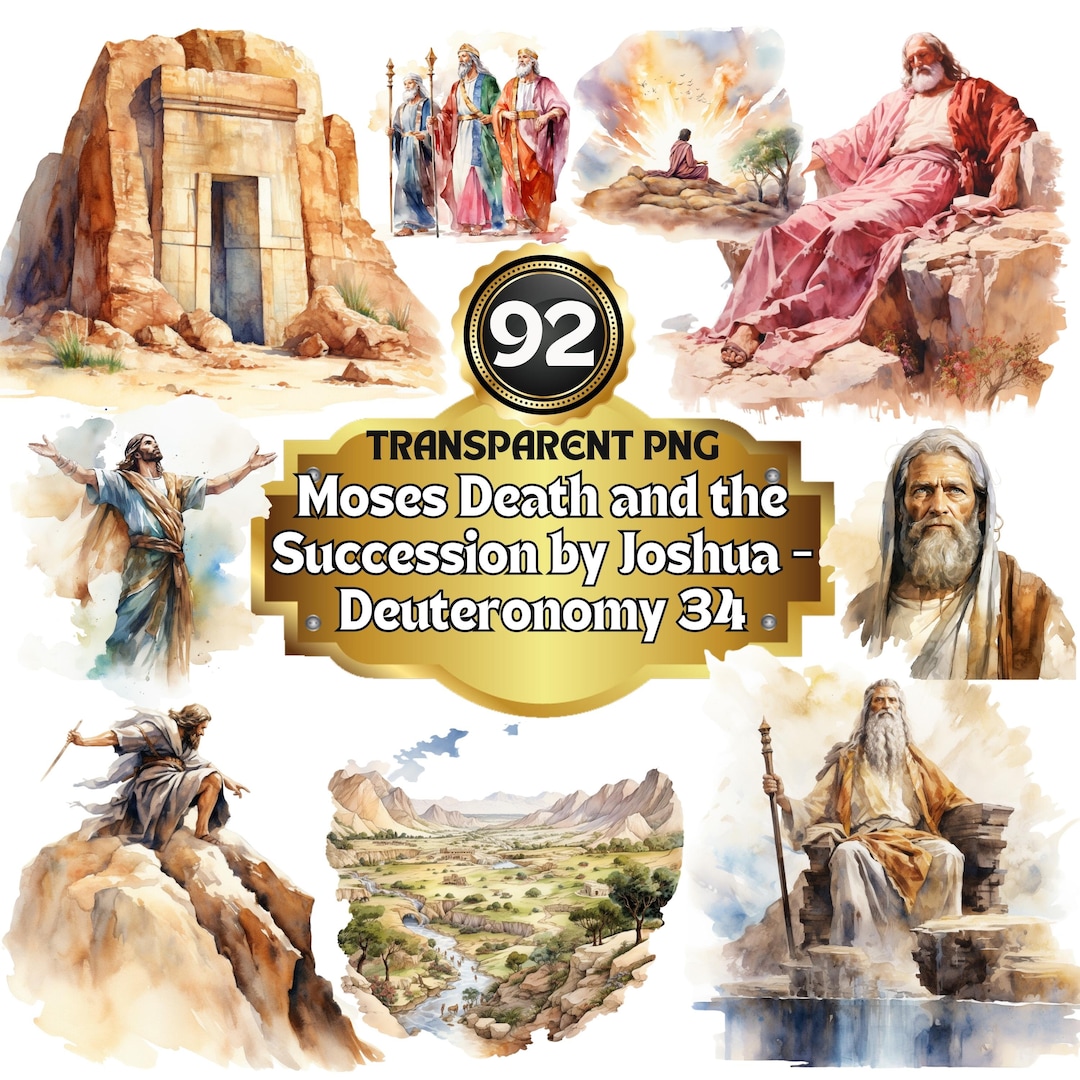 92 Watercolor Cliparts of Moses' Death and Joshua's Rise - Deuteronomy ...