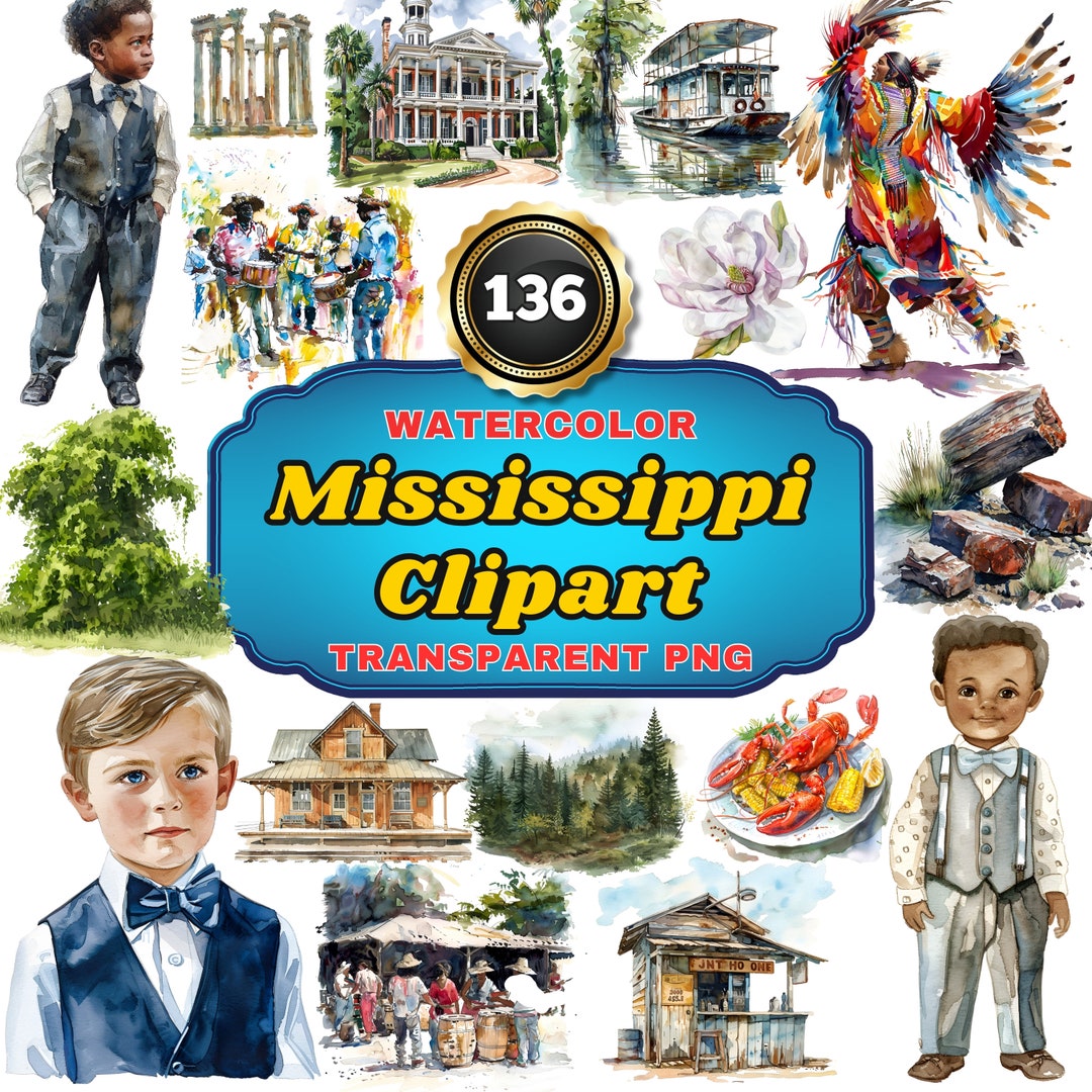 136 Watercolor Mississippi Cliparts - Picturesque Scenery and Cultural ...