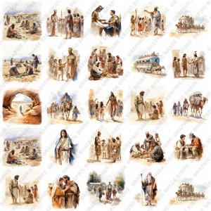 100 Watercolor Cliparts of Israelites Moving to Egypt Genesis 46-47 ...